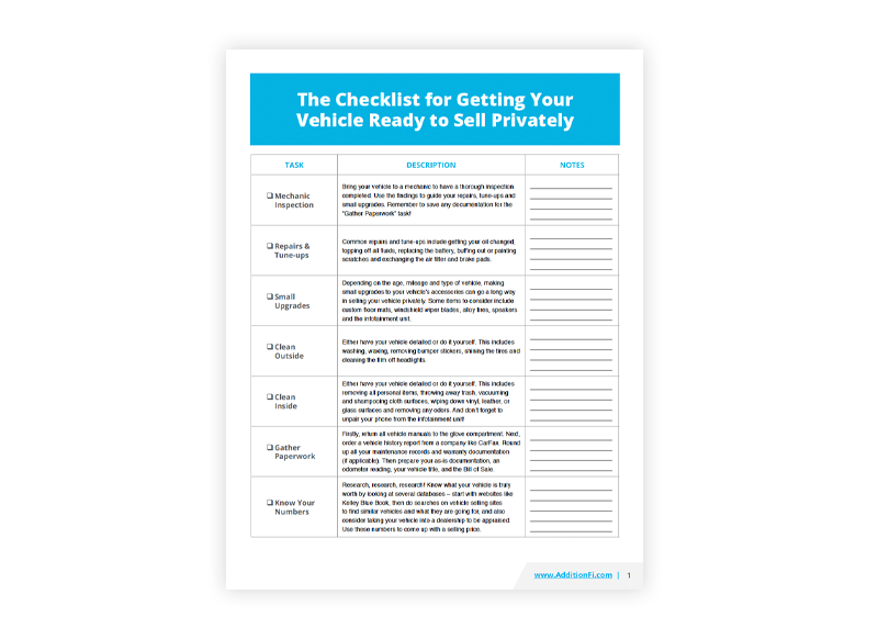 The Checklist for Getting Your Vehicle Ready to Sell Privately