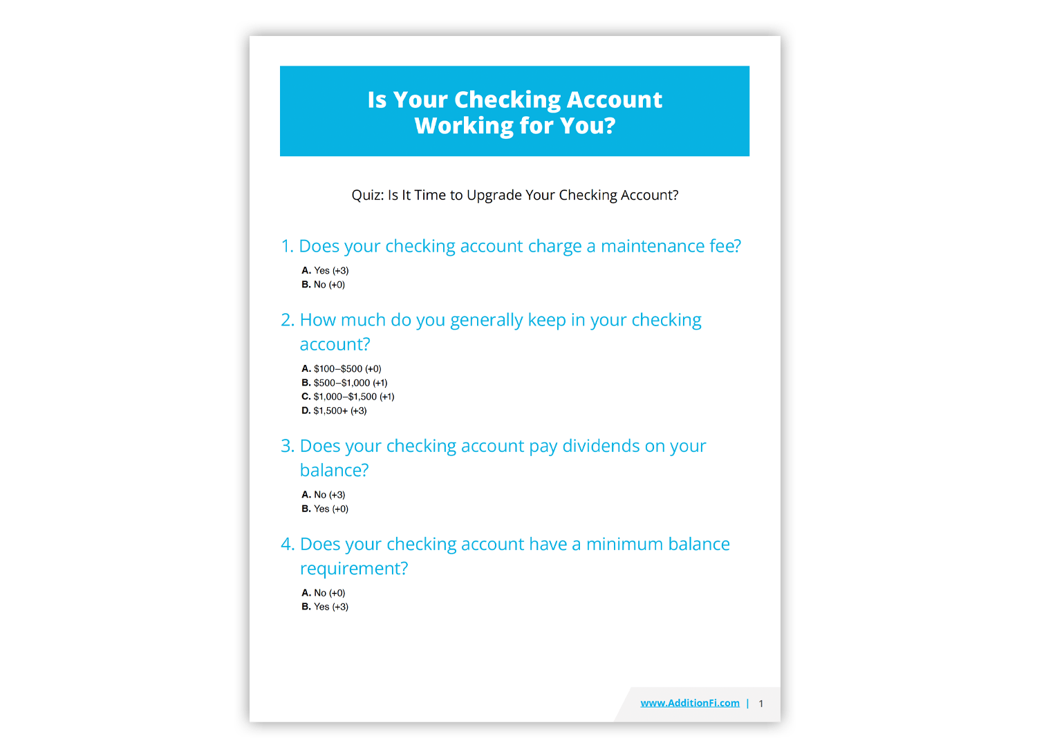 Free Quiz: Is It Time to Upgrade Your Checking Account? | Addition ...