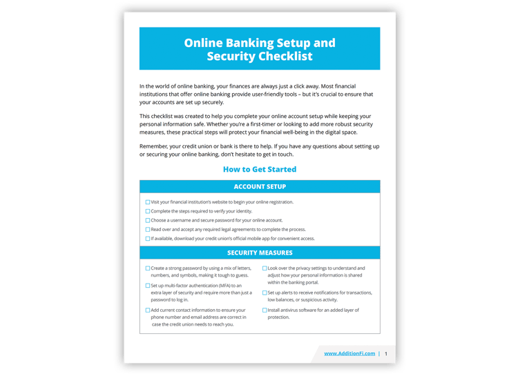 Online Banking Setup and Security Checklist | Addition Financial